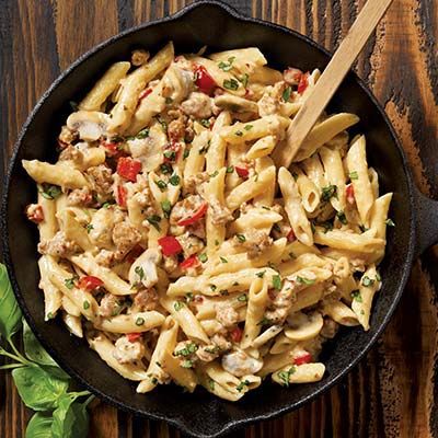 Our Recipes - Pennine with cheese and European sausage | Marché Bonichoix