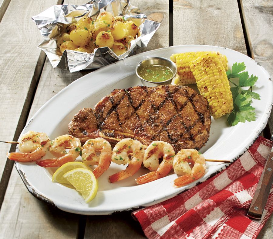 Terre et mer au barbecue avec beurre à l’ail | Marché Bonichoix